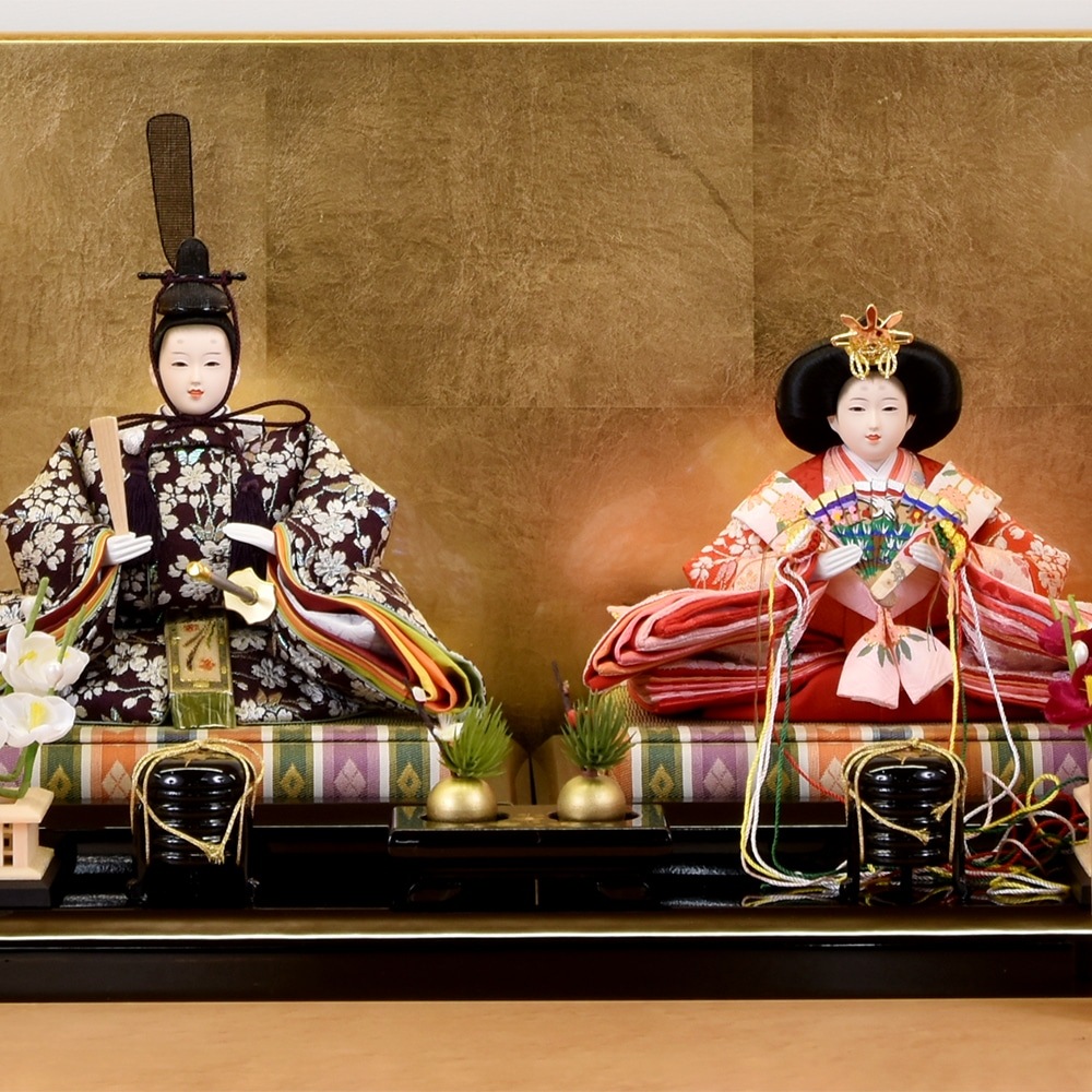 雛人形 ひな人形 久月 親王飾り 平飾り S072-20 コンパクト 金 かわいい おしゃれ モダン お雛様 おひな様