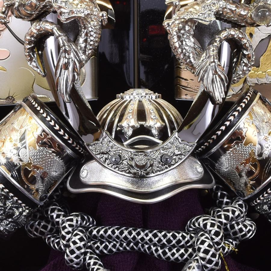 五月人形 コンパクト お祝い 兜飾り 収納飾り 銀巻龍 煌 銀ぼかし 弓太刀付き カッコいい 端午の節句 おしゃれ 2711-02 2024