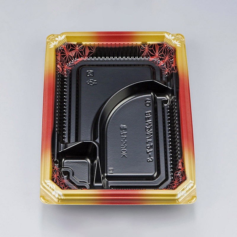 シーピー化成 弁当容器 BFNアルバ 27-1 本体 和もく赤／晶葉／ 輪島内赤 50枚×12袋（600枚）/箱｜はこまる公式通販