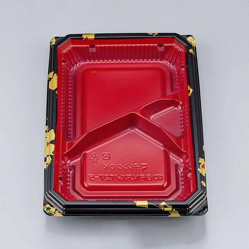 シーピー化成 弁当容器 BFNアルバ 27-1 本体 和もく赤／晶葉／ 輪島内赤 50枚×12袋（600枚）/箱｜はこまる公式通販