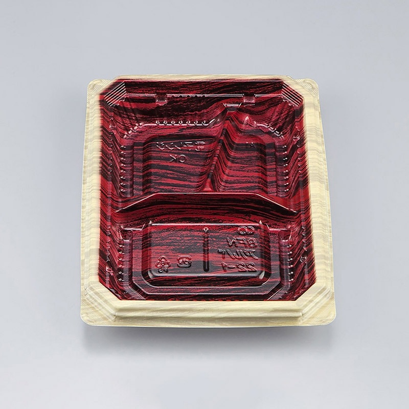 シーピー化成 弁当容器 BFNアルバ 22-1 本体 和もく赤／晶葉 50枚×18袋（900枚）/箱｜はこまる公式通販