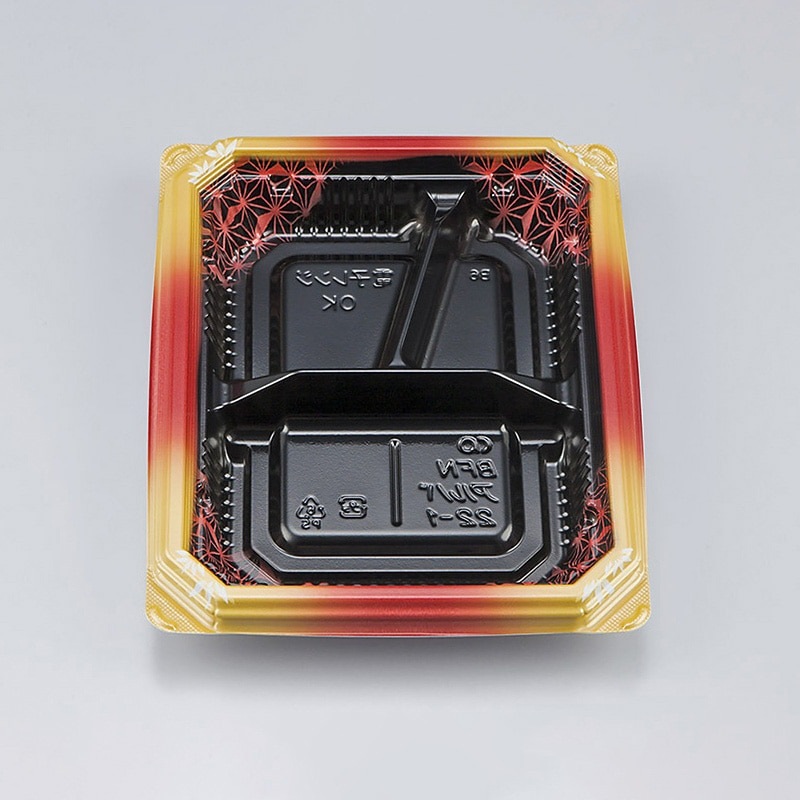 シーピー化成 弁当容器 BFNアルバ 22-1 本体 和もく赤／晶葉 50枚×18袋（900枚）/箱｜はこまる公式通販