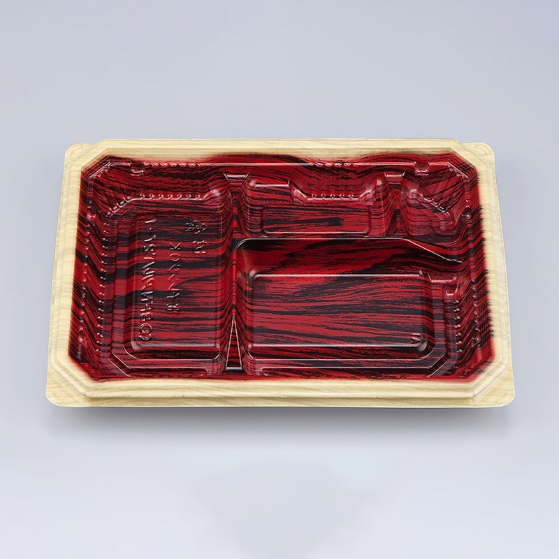 シーピー化成 弁当容器 BFNアルバ 27-1 本体 和もく赤／晶葉／ 輪島内赤 50枚×12袋（600枚）/箱｜はこまる公式通販