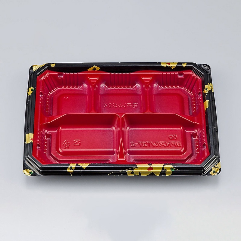 シーピー化成 弁当容器 BFNアルバ 27-2 本体 晶葉／ 輪島内赤 50枚×12袋（600枚）/箱｜はこまる公式通販