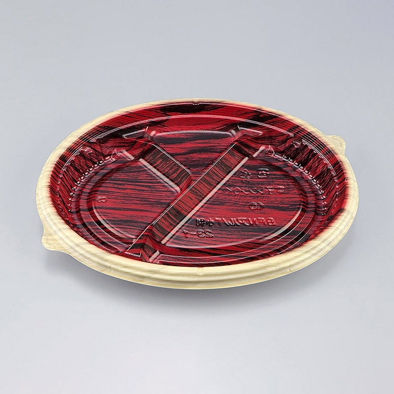 シーピー化成 弁当容器 BFNアルバ 本体 小判23-1 和もく白茶／ 輪島内赤／和もく赤／晶葉 50枚×12袋（600枚）/箱｜はこまる公式通販