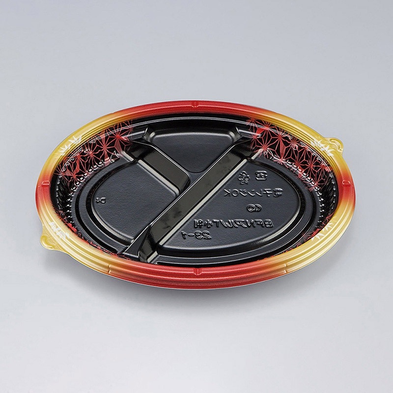 シーピー化成 弁当容器 BFNアルバ 小判23-1 本体 和もく白茶／ 輪島内赤／和もく赤／晶葉 50枚×12袋（600枚）/箱｜はこまる公式通販