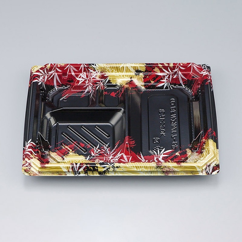 シーピー化成 弁当容器 BFNアルバ 7-1平 本体 BW／みお赤 50枚×12袋（600枚）/箱｜はこまる公式通販