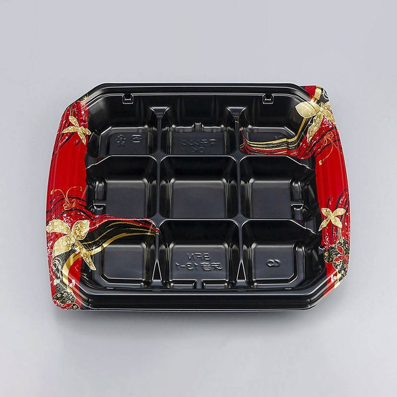 シーピー化成 弁当容器 BFN味音 13-1 本体 銀木赤／結花赤／ 結花黒 50枚入×8袋（400枚）/箱｜はこまる公式通販