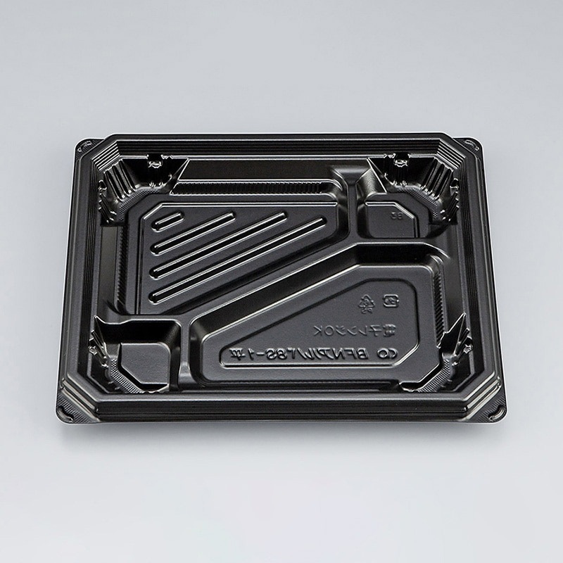 シーピー化成 弁当容器 BFNアルバ 8S-1平 本体 黒／BW 50枚×12袋（600枚）/箱｜はこまる公式通販