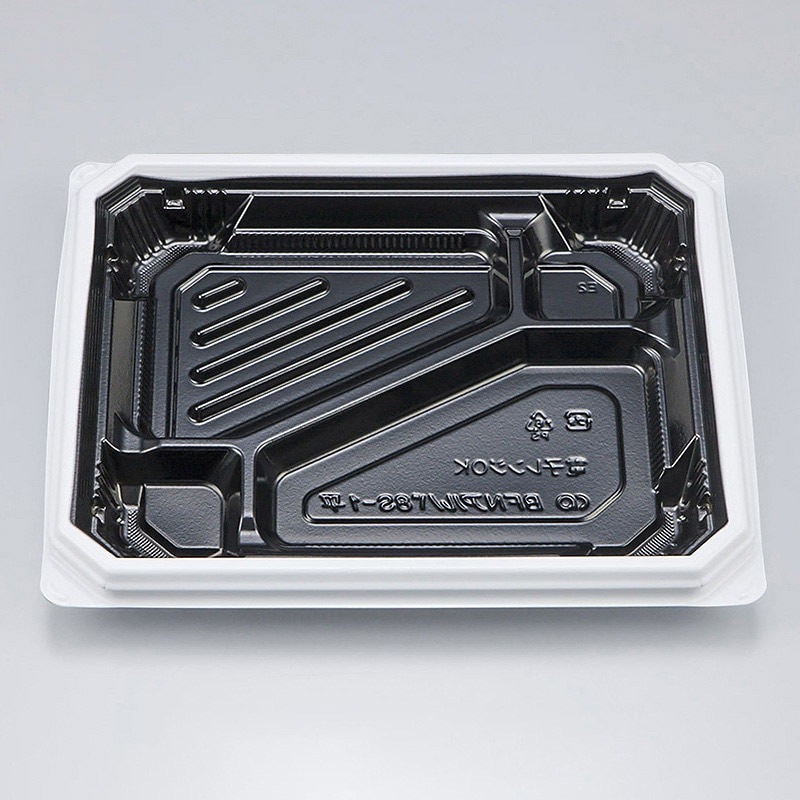 シーピー化成 弁当容器 BFNアルバ 本体 8S-1平 黒／BW 50枚×12袋（600枚）/箱｜はこまる公式通販