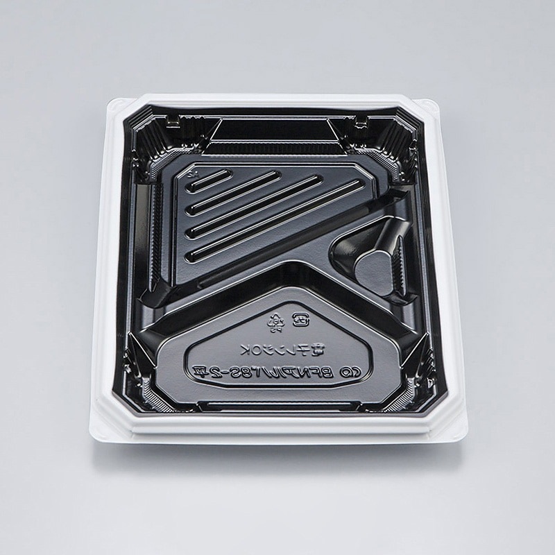 シーピー化成 弁当容器 BFNアルバ 本体 8S-2平 BW／グリル／ゆづる赤 50枚×12袋（600枚）/箱｜はこまる公式通販