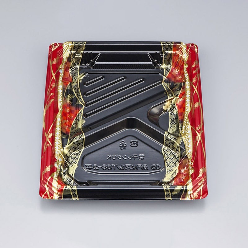 シーピー化成 弁当容器 BFNアルバ 本体 8S-2平 BW／グリル／ゆづる赤 50枚×12袋（600枚）/箱｜はこまる公式通販