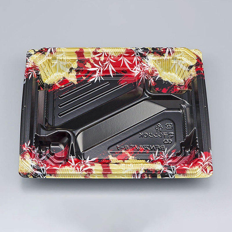 シーピー化成 弁当容器 BFNアルバ 8-1 本体 BW／みお赤 50枚×12袋（600枚）/箱｜はこまる公式通販