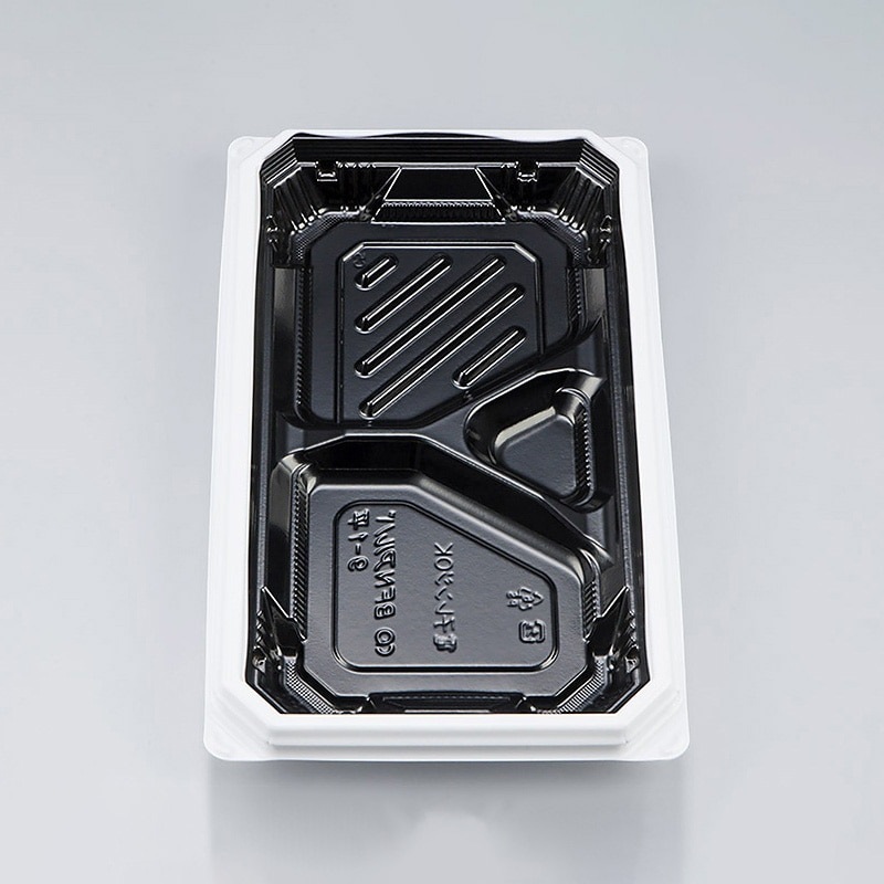 シーピー化成 弁当容器 BFNアルバ 本体 9-1平 グリル／BW 50枚×12袋（600枚）/箱｜はこまる公式通販