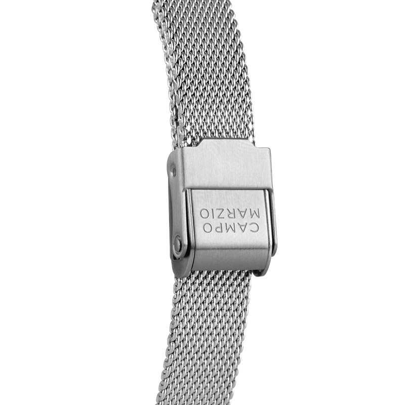 Round Silver Case V.Bush Silver White Dial Silver Mesh Strap CMW0041 ...
