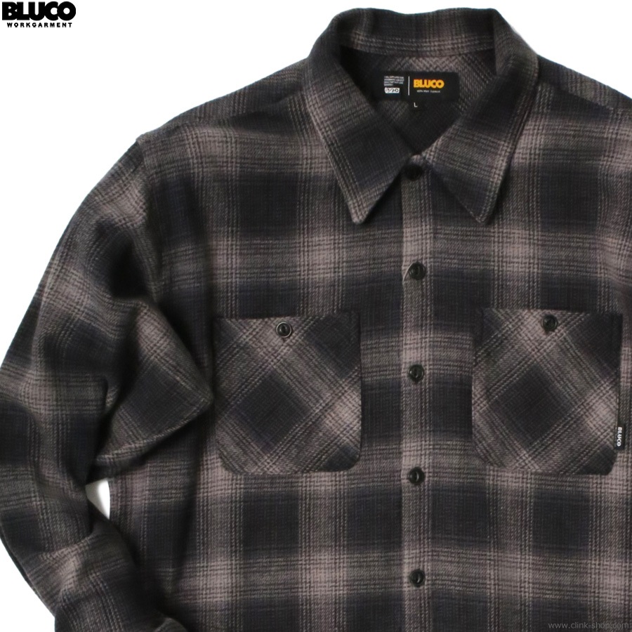 ブルコ] OL-11-047 OMBRE CHECK FLANNEL SHIRT 3色(BLACK/NAVY/PURPLE
