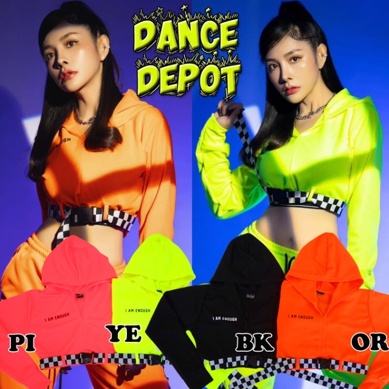 A0437-ネオンカラーショート丈長袖パーカー チェッカーボードベルト付 | アウター,パーカー | | DANCE DEPOT (CROSSxB) | CROSS-B