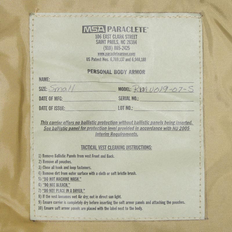 20080402-1 PARACLETE RMV リリーサブルボディーアーマーベスト *コヨーテ／Sサイズ | キャリアー , ハードプレートキャリアー | 実物装備とエアソフト商品の専門店 ...
