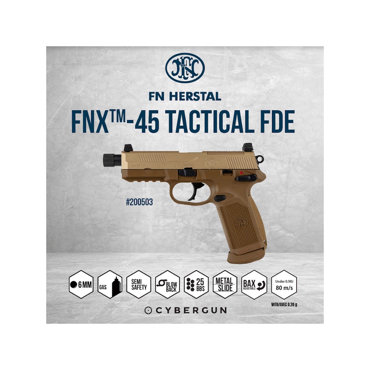 CyberGun/VFC ガスブローバック FNX-45 Tactical (JP ver./FN Herstal Licensed ...