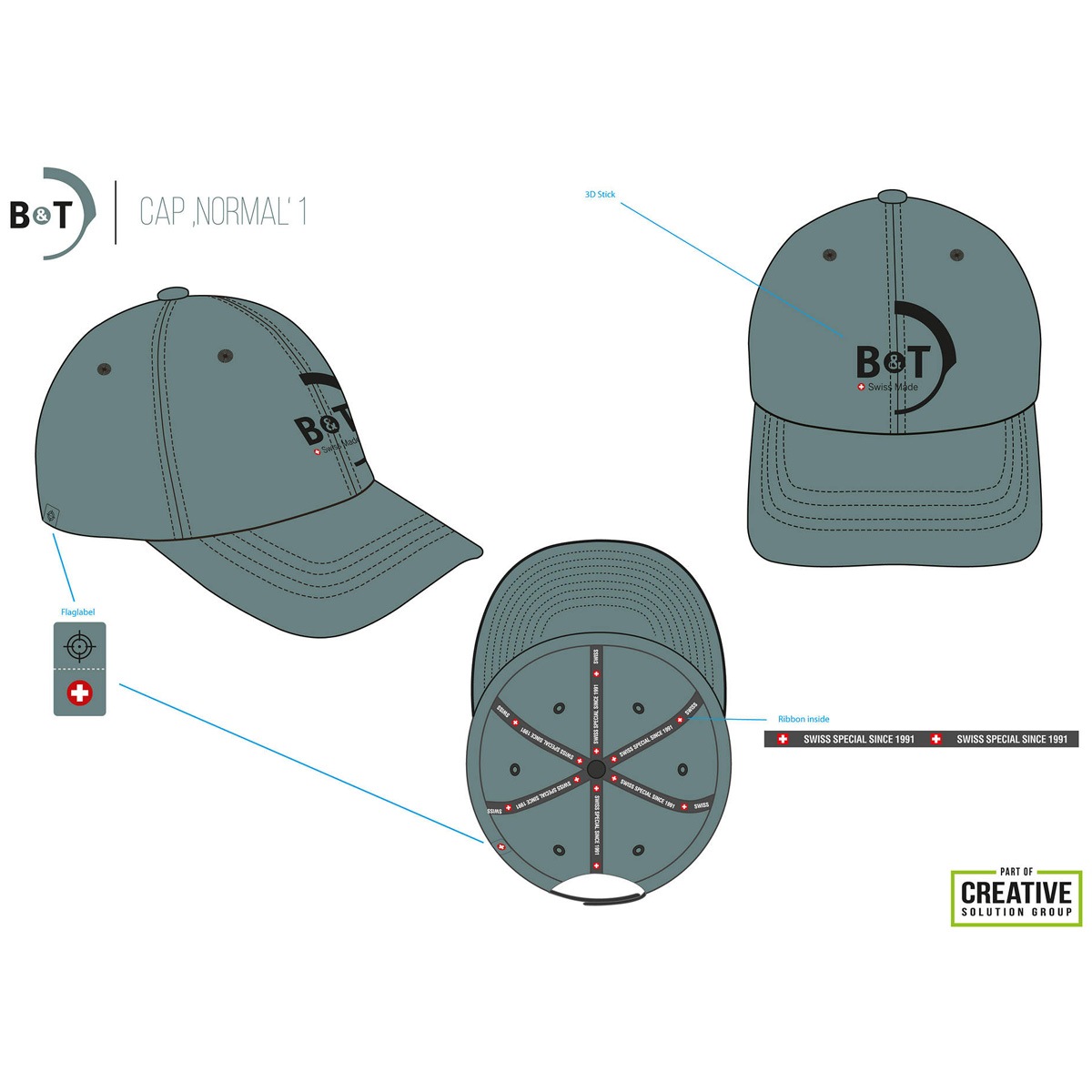 B&T ベースボールキャップ Normal01 *ダークグリーン/フリーサイズ 【品番：BT-M-CAP-01-DG ...