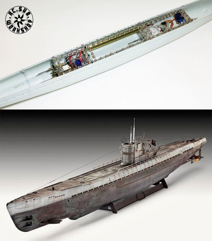 RC-SUB レベル1/72 UボートType IXc潜水艦用WTC改造フルセット（スクリュー付き）
