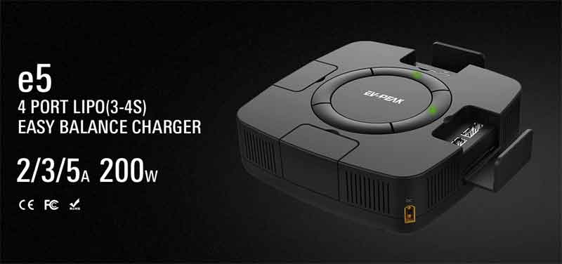 イーブイ・ピーク/EV-PEAK e5 Lipoバランス充電器（4個同時充電）DC11-32V