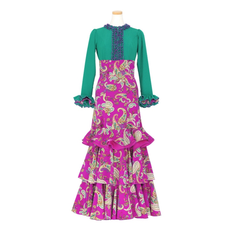 【現品特価】HT-905 ハイウエストマーメイドツーピース グリーン/マゼンタペイズリー【23V】 | すべての商品 | イベリアオンラインショップ