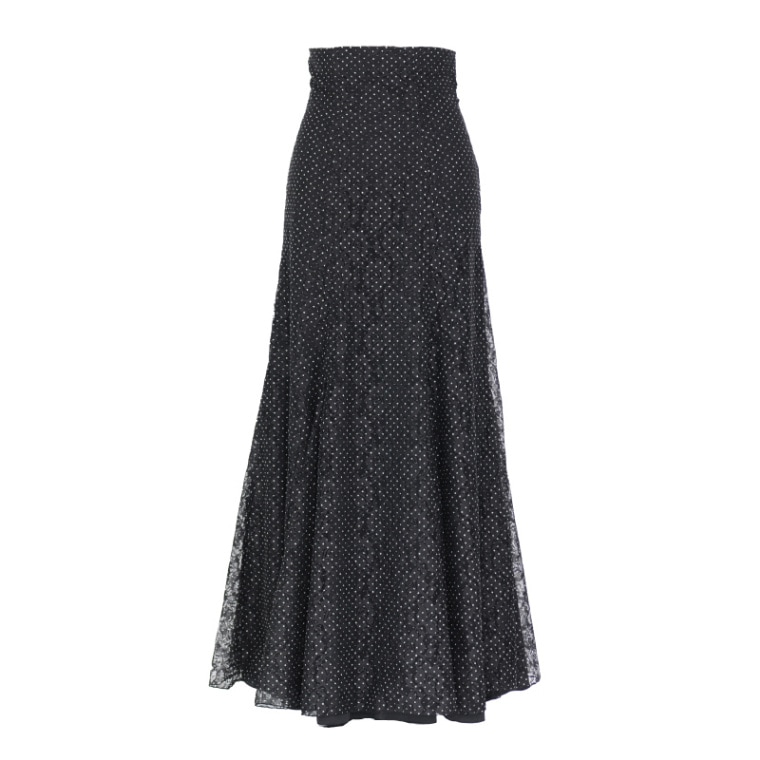 HF-1814 ハイウエストフレアースカート ブラック/ホワイト水玉・花柄レース【23T】 | 衣装,スカート,オーダー商品 | イベリア ...