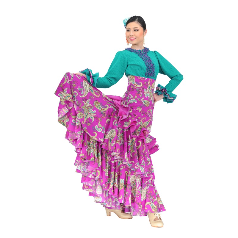 【現品特価】HT-905 ハイウエストマーメイドツーピース グリーン/マゼンタペイズリー【23V】 | すべての商品 | イベリアオンラインショップ