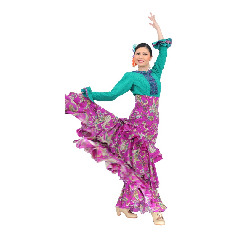 【現品特価】HT-905 ハイウエストマーメイドツーピース グリーン/マゼンタペイズリー【23V】 | すべての商品 | イベリアオンラインショップ