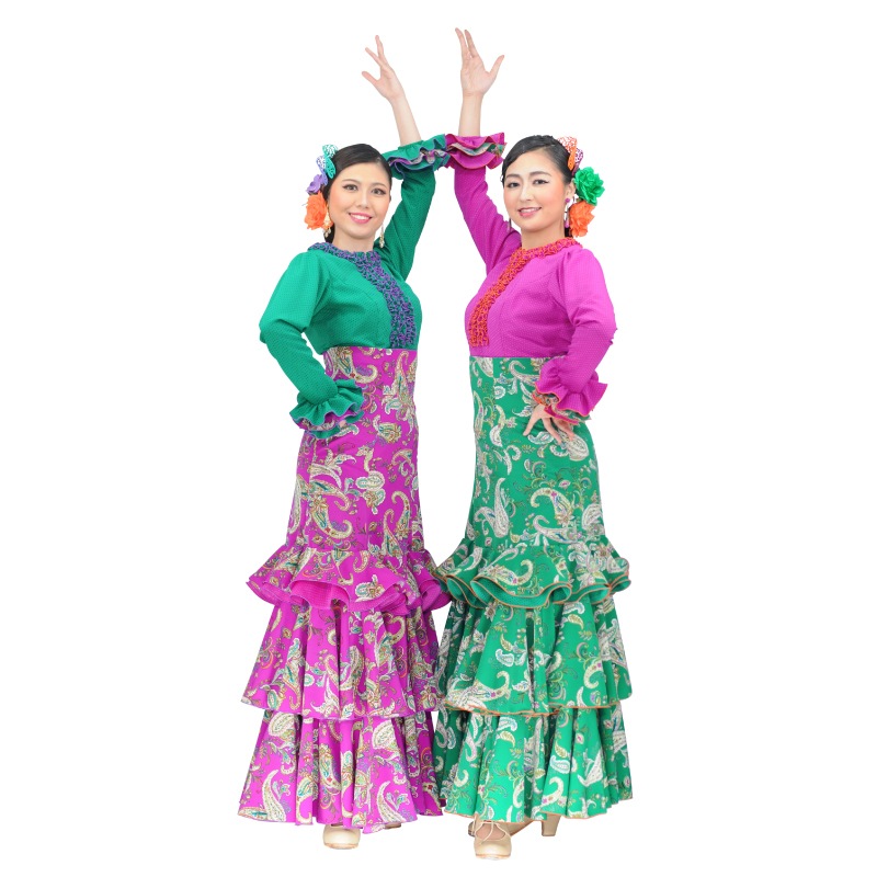 【現品特価】HT-905 ハイウエストマーメイドツーピース グリーン/マゼンタペイズリー【23V】 | すべての商品 | イベリアオンラインショップ