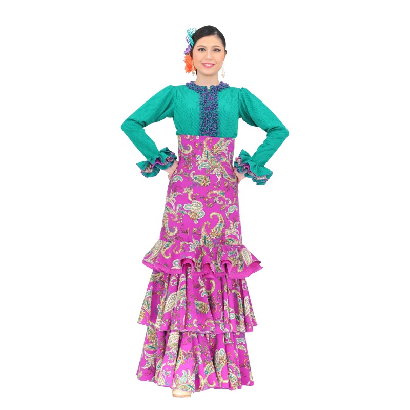 【現品特価】HT-905 ハイウエストマーメイドツーピース グリーン/マゼンタペイズリー【23V】 | すべての商品 | イベリアオンラインショップ