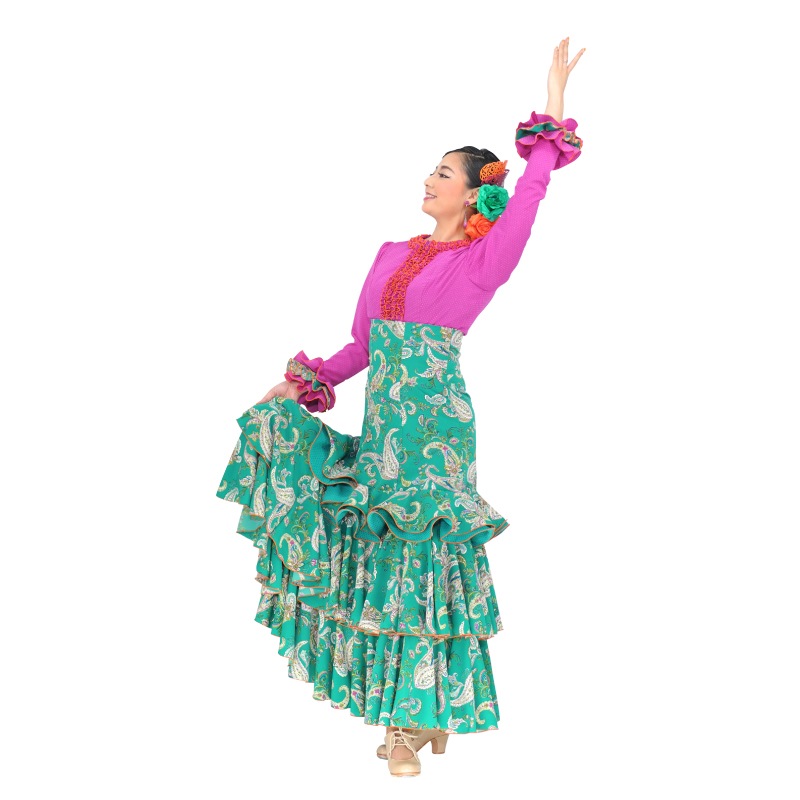 【現品特価】HT-905 ハイウエストマーメイドツーピース マゼンタ/グリーンペイズリー【23V】 | すべての商品 | イベリアオンラインショップ