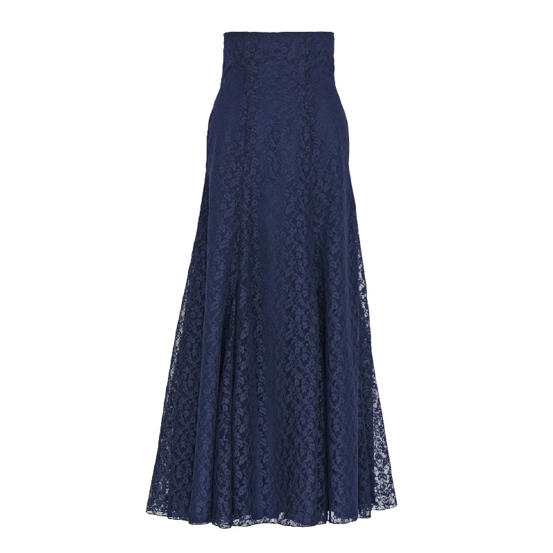 HF-1814 ハイウエストフレアースカート ネイビー/ネイビーレース【25P】 | 衣装,スカート,オーダー商品 | イベリアオンラインショップ