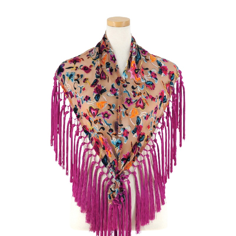 IT-2404 シージョ/ベージュ花柄ベロア/マゼンタ 「1点のみメール便可」 | マントン・シージョ,マントンシージョ | イベリア ...