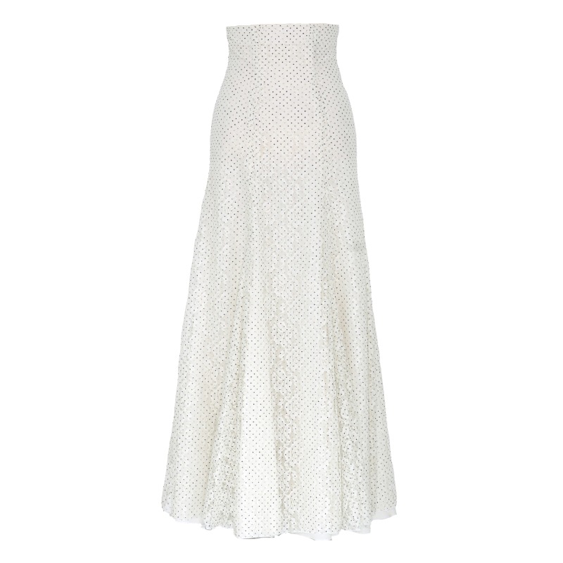 HF-1814 ハイウエストフレアースカート ホワイト/ブラック水玉・花柄レース【23T】 | すべての商品 | イベリアオンラインショップ