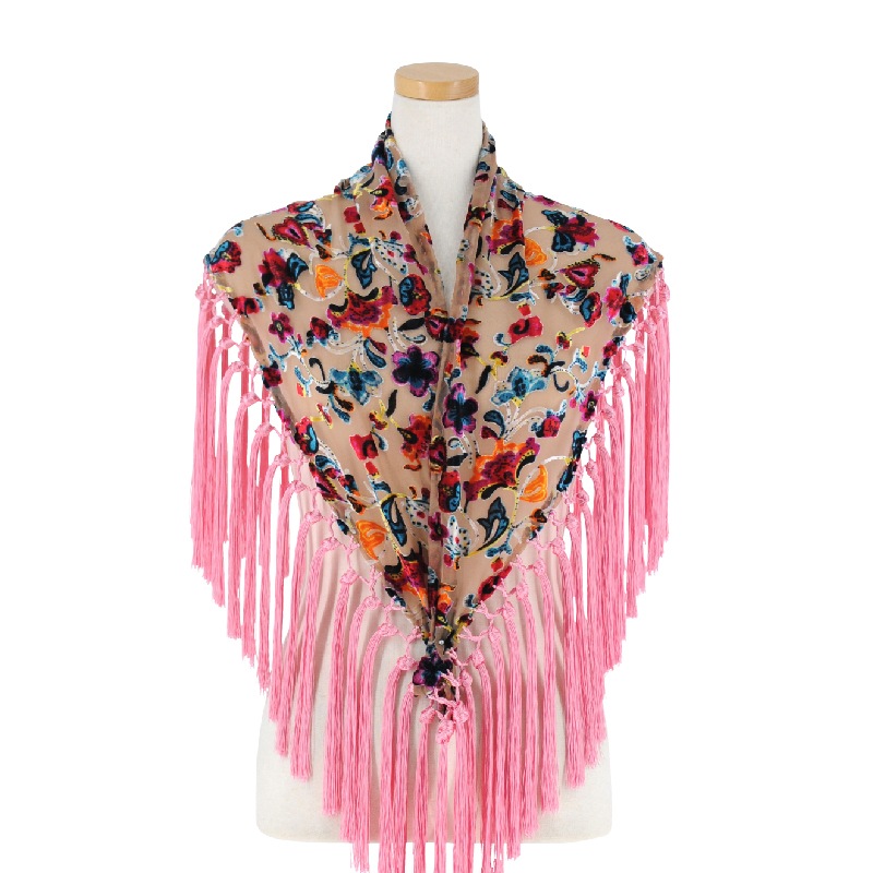 IT-2404 シージョ/ベージュ花柄ベロア/ライトピンク 「1点のみメール便可」 | マントン・シージョ,マントンシージョ | イベリア ...