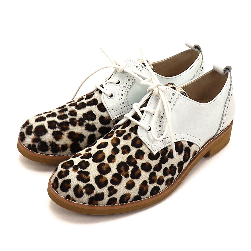粋 iki サファリレースアップ シンデレラシリーズ レザーシューズ 革靴 26038 ホワイト_ヒョウ | 粋 iki | KEUNA