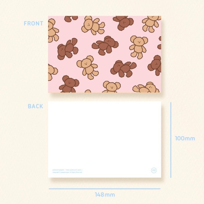[pepper paper] ポストカード - Bear Pink | CATEGORY,CARD,postcard | gamsung. 感性空間-韓国雑貨通販