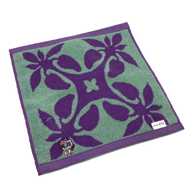 キャシーマム × ハローキティ 】 ミニタオル 25cm×25cm ハワイアンキルト柄 レインボーキティシリーズ マンゴー パープル ...