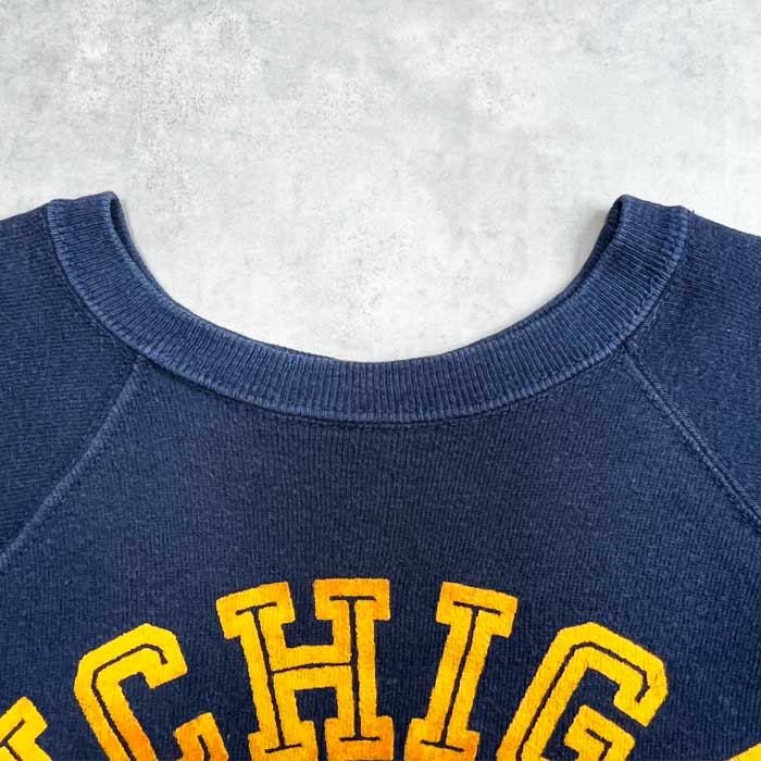 70's CHAMPION RAGLAN COLLEGE FLOCKY PRINT SWEAT SHIRTS Made in USA NAVY ...