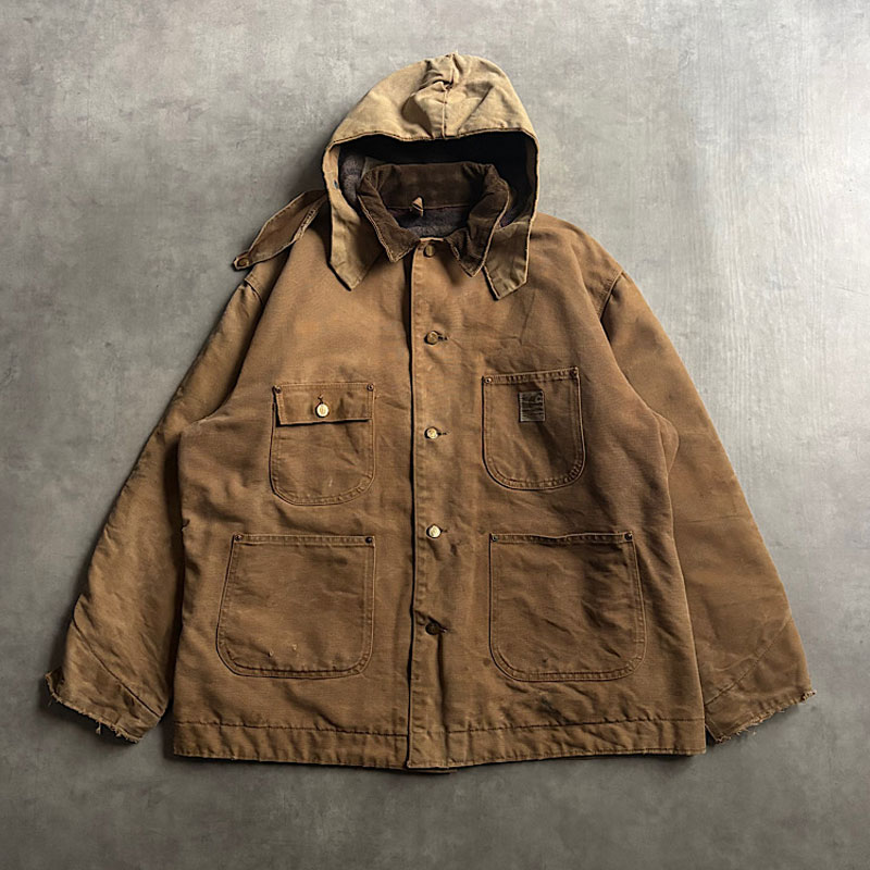 60-70'S CARHARTT Brown Duck Hooded Chore Jacket 46/BROWN 60-70年代 カーハート ブラウン ダック フード付き チョアジャケット ...