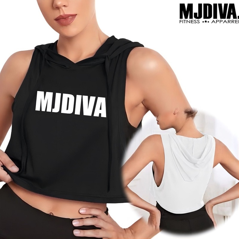 デカロゴフード付きミドルタンク2カラー【即日配送】美尻 美脚 フィットネスウェア スポーツウェア 筋トレ 可愛いトレーニングウェア 脚長効果 | Tops | MJDIVA ONLINE MALL