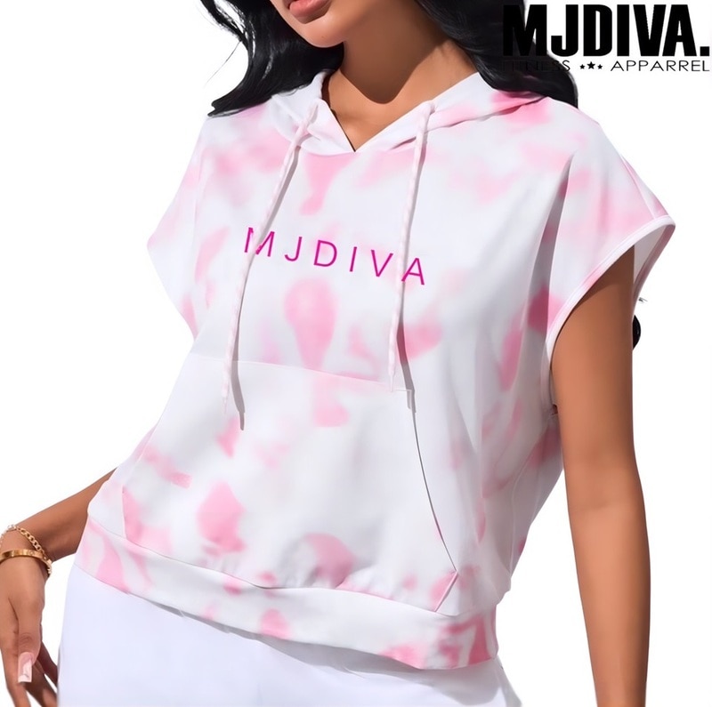 タイダイ染めフード付きドルマンTシャツPK 美尻 美脚 フィットネスウェア スポーツウェア 筋トレ 可愛いトレーニングウェア 脚長効果 ダンスウェア レギンス ヨガウェア ピラティスウェア ...