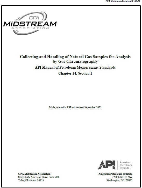 GPA規格 GPA 2166, 2022: Collecting and Handling of Natural Gas Samples ...