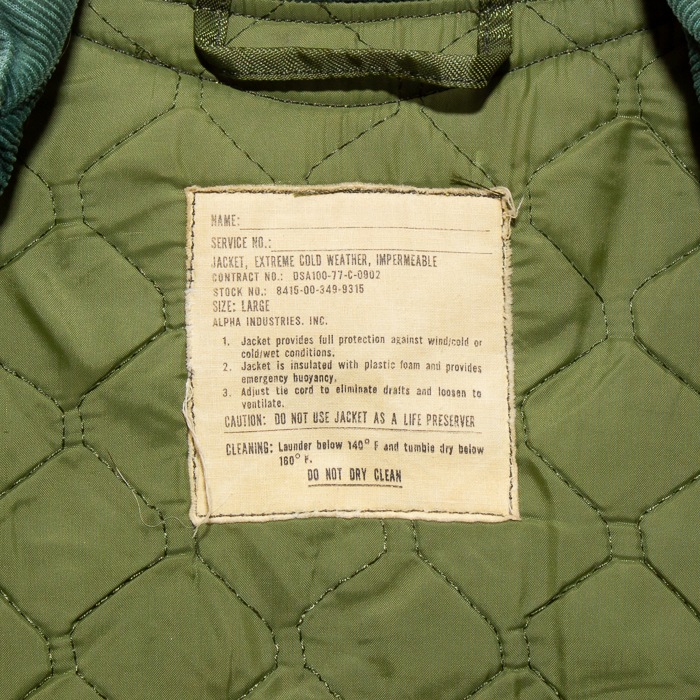 【実物放出品77年製/ALPHA INDUSTRIES 製造】US NAVY ECW Impermeable JACKET 【米海軍 ...