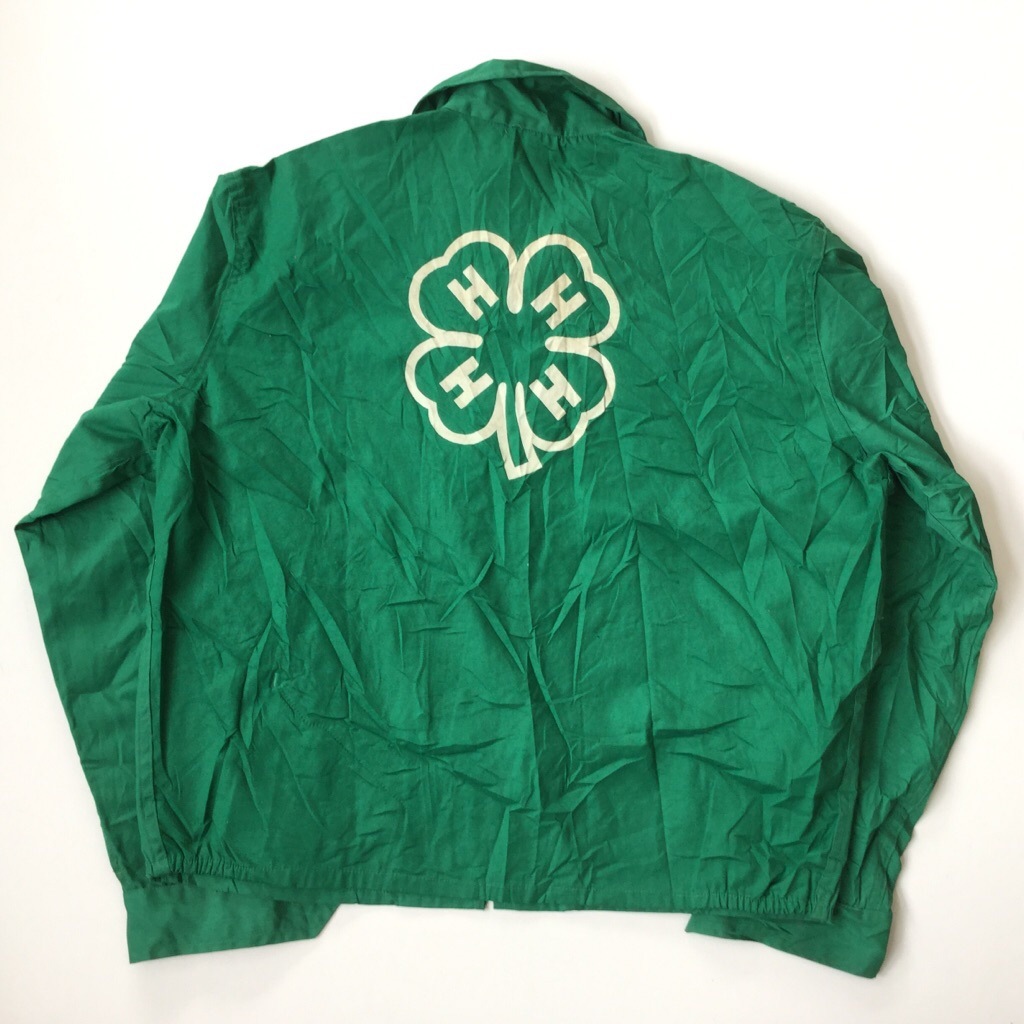 OFFICIAL 4-H JACKET ヴィンテージ ドリズラージャケット スウィングトップ 送料無料 L/緑・グリーン フロッキープリント ...