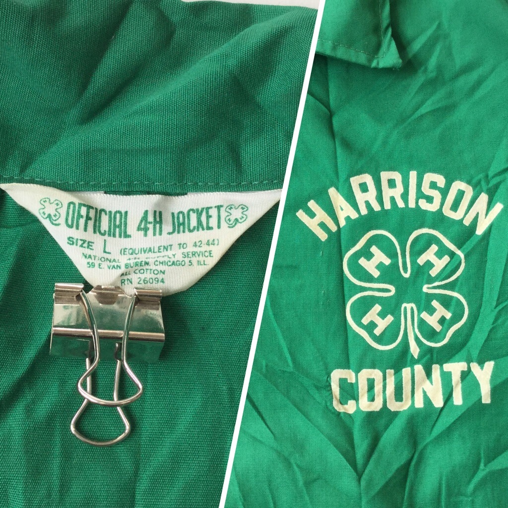 OFFICIAL 4-H JACKET ヴィンテージ ドリズラージャケット スウィングトップ 送料無料 L/緑・グリーン フロッキープリント ...