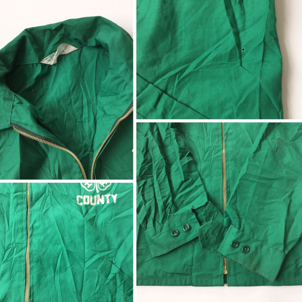 OFFICIAL 4-H JACKET ヴィンテージ ドリズラージャケット スウィングトップ 送料無料 L/緑・グリーン フロッキープリント ...