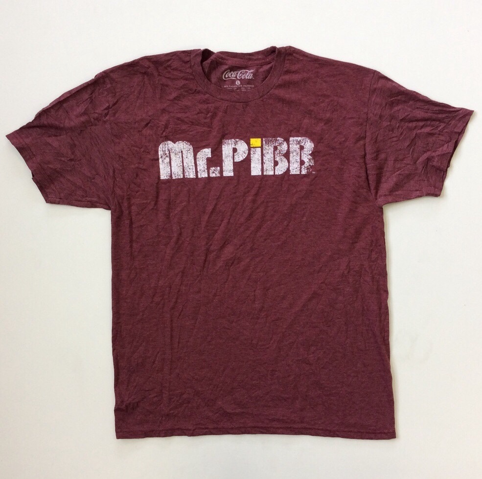 Coca Cola コカコーラ Mr.PIBB ミスターピブ 半袖Tシャツ 送料無料 L/えんじ アメリカ輸入 USA 炭酸飲料 ロゴ ...